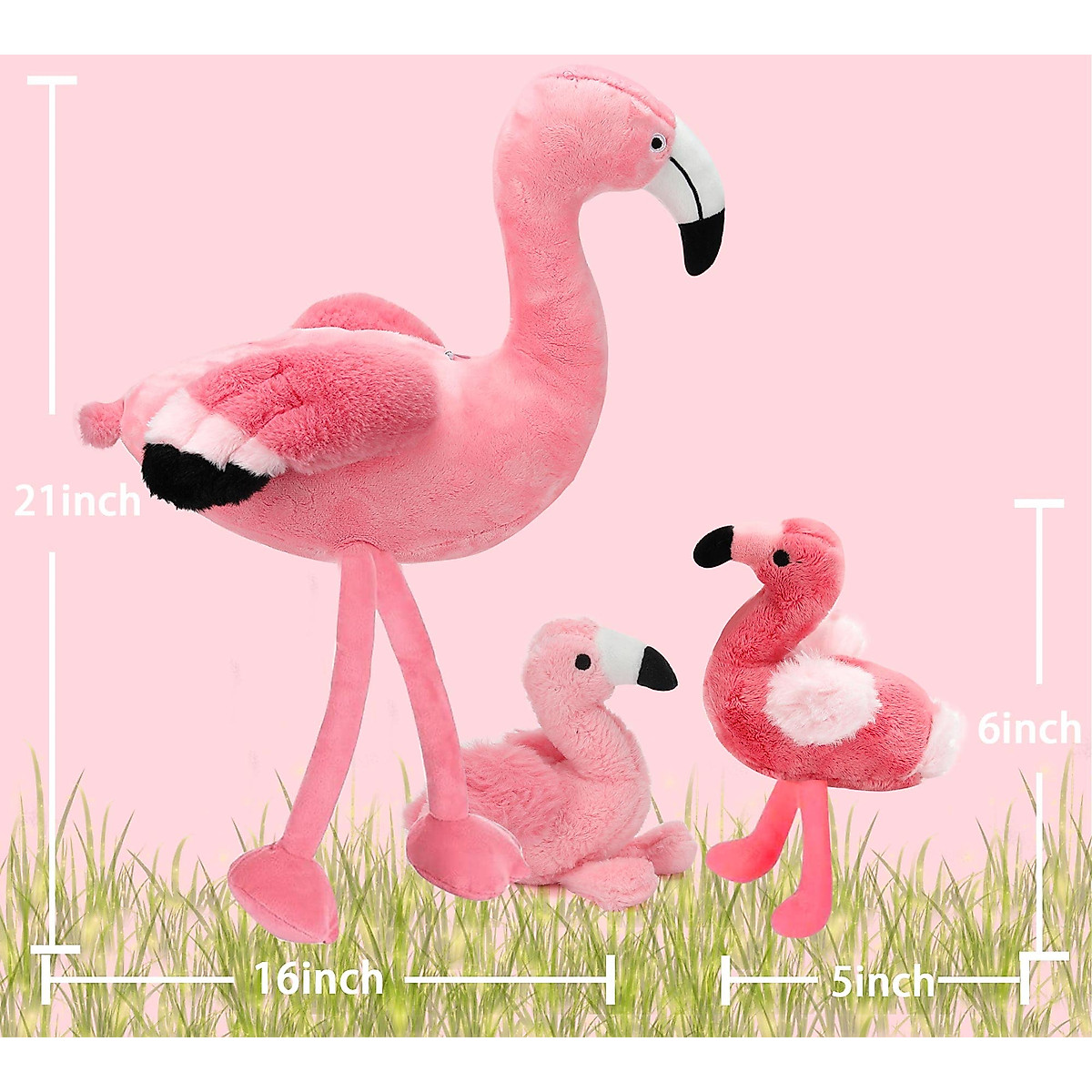 Qpewep 21Inch Flamingo Stuffed Animal Toys with 4 Babies Soft Plush Flamingo Inside Pink Plushie Machine Washable for Kids Birthday Toddlers Kids Zoo Flamingo Party Decor Easter Gift