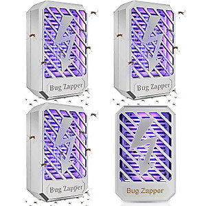 4 Pcs Electric Bug Zappers Plug in Portable Indoor Home Mosquito Zapper Insect and Fly Killers for Removing Mosquitos Insects Files Gnats Bugs Moths (White)