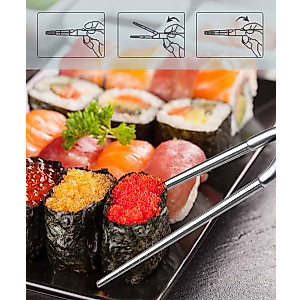 IROJEEF Autosticks Chopsticks Metal Chopsticks Set Chopsticks Reusable kids Chopsticks Press Chopsticks Beginner Chopsticks Easy Chopsticks Super portable Easy to Clean (Blue)