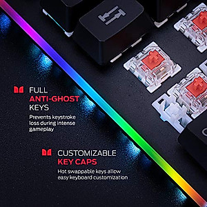 Monster Alpha 5.0 LED Mechanical Gaming Keyboard with Anti-ghosting Individually Backlit RGB Keys, Programmable RGB Lighting Effects, Magnetic Palm Rest and Dedicated Media Keys – for PC Gaming