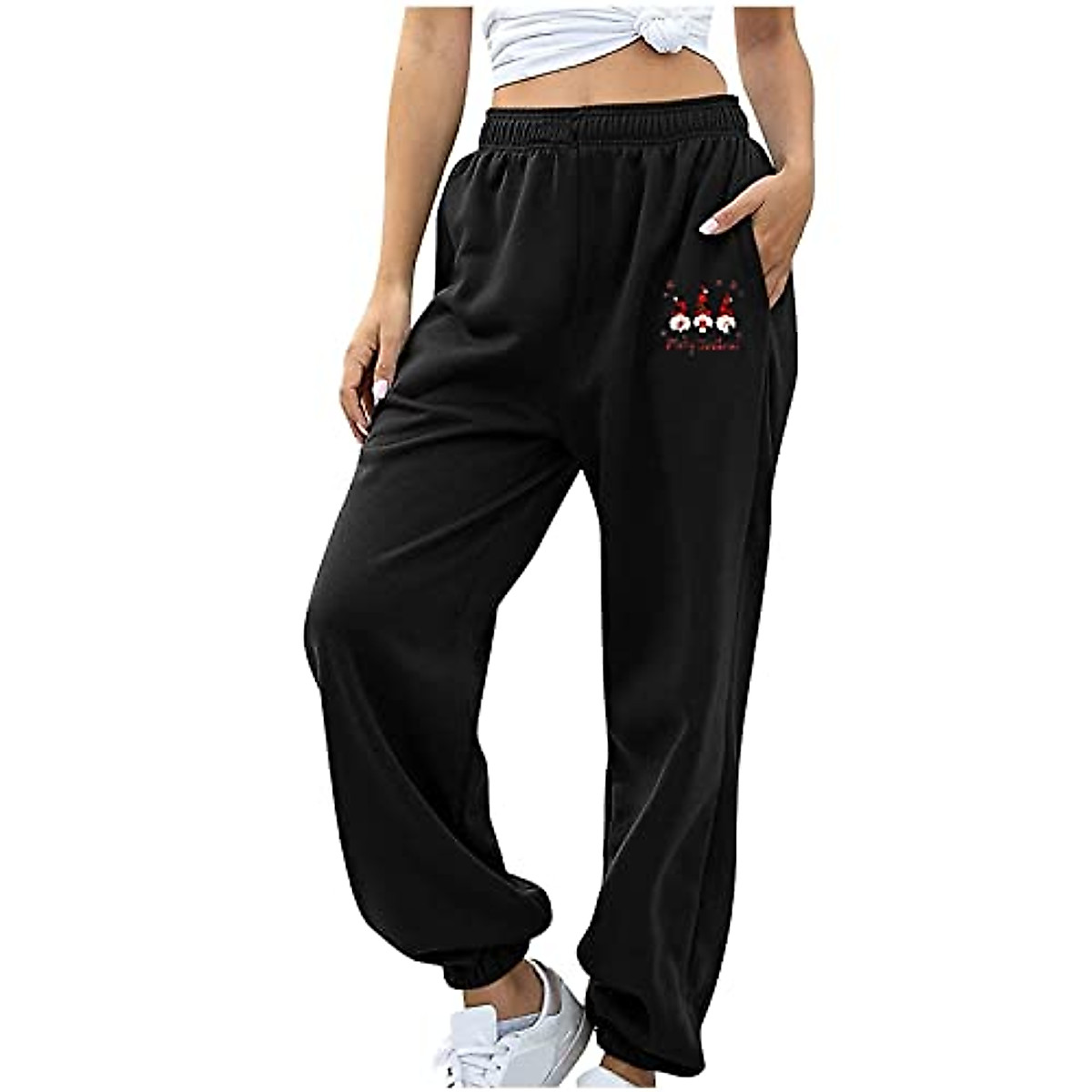 Fleece Sweatpants Women,Xmas Print High Waisted Sweatpants for Women Xmas Print Drawstring Workout Active Joggers Buffalo Plaid Print Plus Size Pajama Pants AG XL
