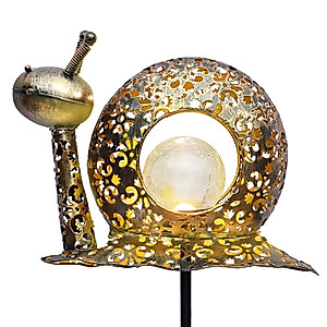 SEKKVY Solar Garden Lights Outdoor Decorative - 1 Pack, Metal Snail LED Stake Light Waterproof, Suitable for Pathway, Lawn, Patio, Yard(Warm White)