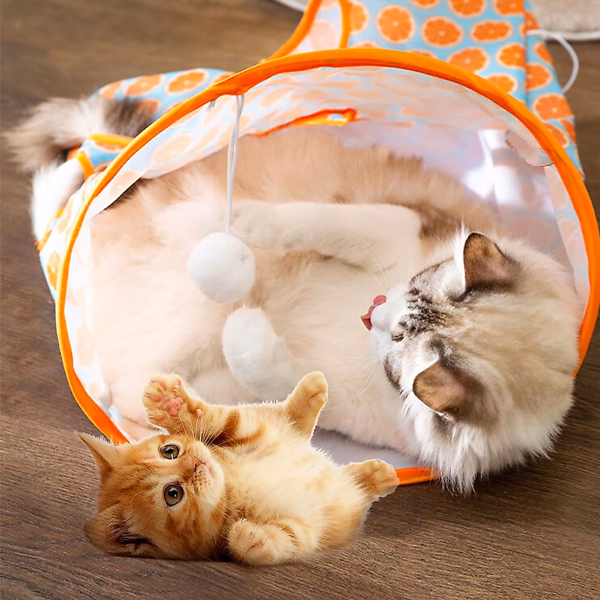 Cat Tunnel Bag Toy, 2024 New Tunnel Bored Cat Pet Toys Cat Tunnels for Indoor Cats, Funny Portable Interactive Kitten Play Toy, Crinkle Paper Collapsible Cat Drill Sleeping Bag with Mouse Toy (#A1)