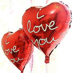 Dzrige 18 Inch I Love You Foil Balloons,Valentines Day Love Heart Mylar Balloons,Red Heart Shaped Balloons for Valentines Day Party Engagement Anniversary Wedding Birthday Decor Supplies (20Pcs)