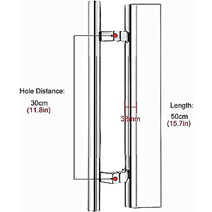 Barn Door Push Pull Door Handle 20/24/32/40inch Glass Door Pull Push Handle, Contemporary Stainless Steel Interior Exterior Sliding Barn Door Handle, Kitchen/Bathroom/Office Door Handles, Two-Side Des