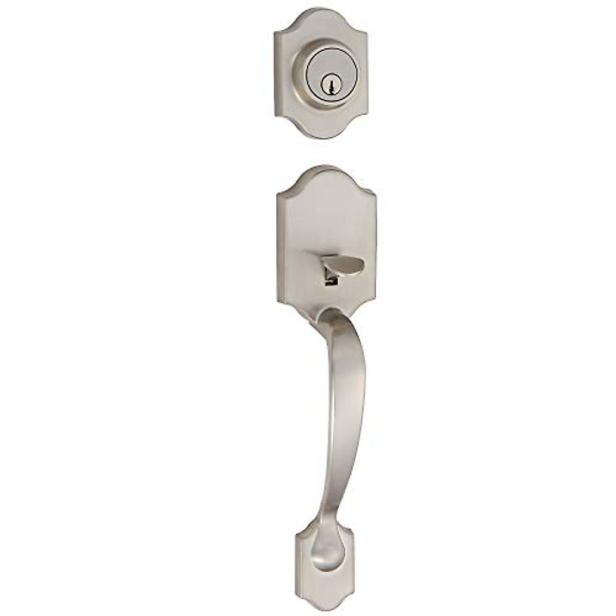Amazon Basics Handleset with Tulip Knob - Single Cylinder - Satin Nickel
