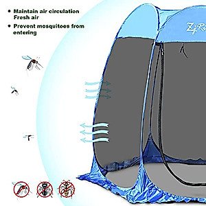 ZJ Right Screen House Room 9.5'×9.5' for 4-6 Person, Outside Igloo Dome Clear Tent, Instant Pop-up Canopy, Mosquito Net Camping Tent, Dining Sun Shade Gazebos for Patios Blue