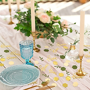 400 Pcs Greenery Wedding Table Confetti Decorations, Sage Olive Green Confetti Table Scatter Dots with Eucalyptus and Gold Love Confetti for Bridal Shower Wedding Decor(Wedding Style)