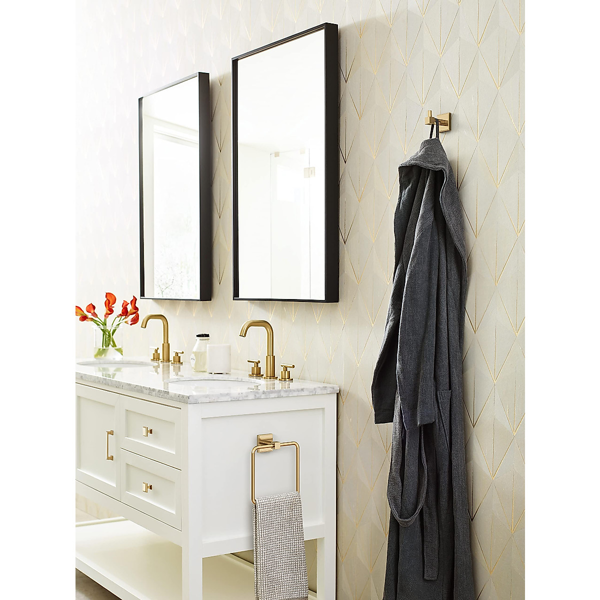 Amerock BH36070CZ | Champagne Bronze Single Robe Hook | 1-7/8 in. (48 mm) Length Towel Holder | Appoint | Towel Hook for Bathroom | Bathroom Hardware | Bath Accessories