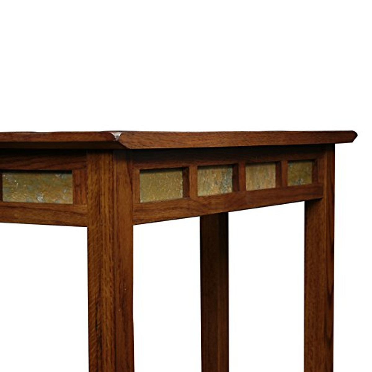Leick Home 10059 Rustic Slate Tile Hall Console Sofa Table with Shelf, Rustic Oak