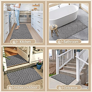 JEEDOVIA Kitchen Rugs Non Slip Kitchen Mats for Floor Kitchen Runner Rug, 20"x31.5"Grey Absorbent Resist Dirt Comfort Standing Mat for Entryway,Hallway, Front of Sink, Machine Washable