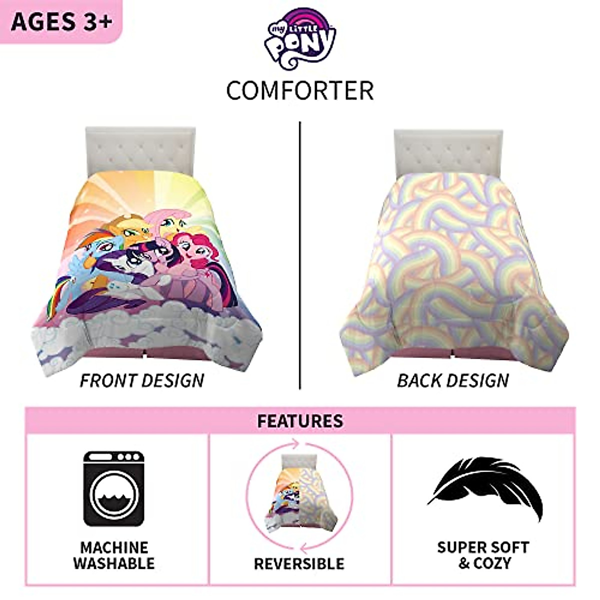 Franco Kids Bedding Super Soft Reversible Comforter, Twin/Full, My Little Pony