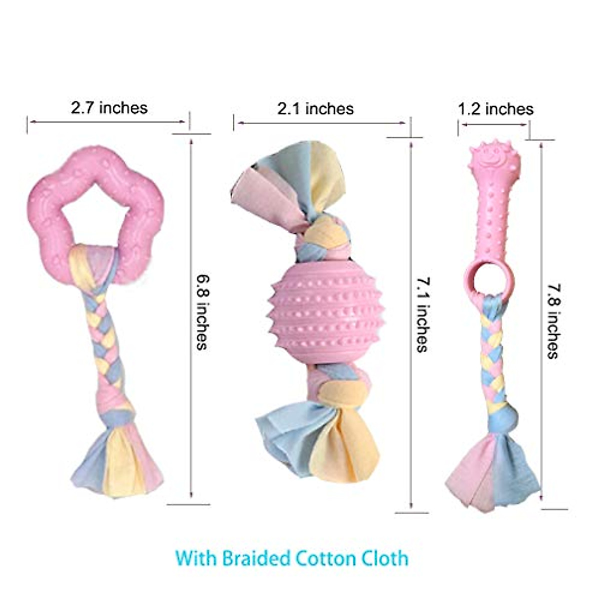 Volacopets Puppy Toys for Teething Small Dogs Interactive Dog pet Chew Toy Soft Rubber Puppies Cute Pink Bunny, 4-Pack