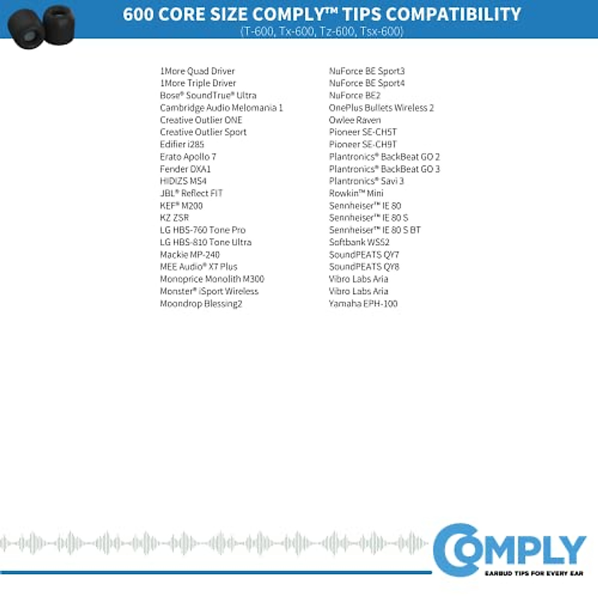 COMPLY Isolation T-600 Memory Foam Replacement Earbud Tips for Cambridge Audio Melomania 1, 1More Quad Driver, Moondrop Blessing2, Plantronics, Pioneer, and more Earphones (Assorted, 3 Pairs)