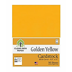 Golden Yellow Cardstock - 8.5 x 11 inch - 65Lb Cover - 50 Sheets - Clear Path Paper