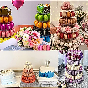 6 Tier Macaron Display Stand, Round Clear Cupcake Holder Display Stand Dessert Pastry Tower Stand for Wedding Birthday Bar Party Décor - 10 inches