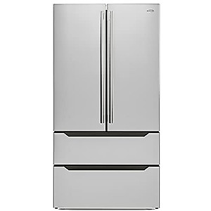 KoolMore RS-FR22 Counter Depth 22.5 Cu.Ft French Door Refrigerator with Automatic Ice Maker Stainless-Steel Fridge, Silver