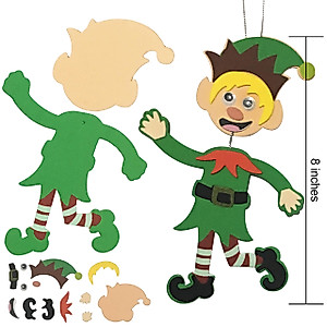 JOYIN 24 Pcs Christmas Crafts Kits Foam Character Art and Craft Set in 6 Different Designs Christmas Hanging Ornaments Holiday Decorations Party Favors Supplies