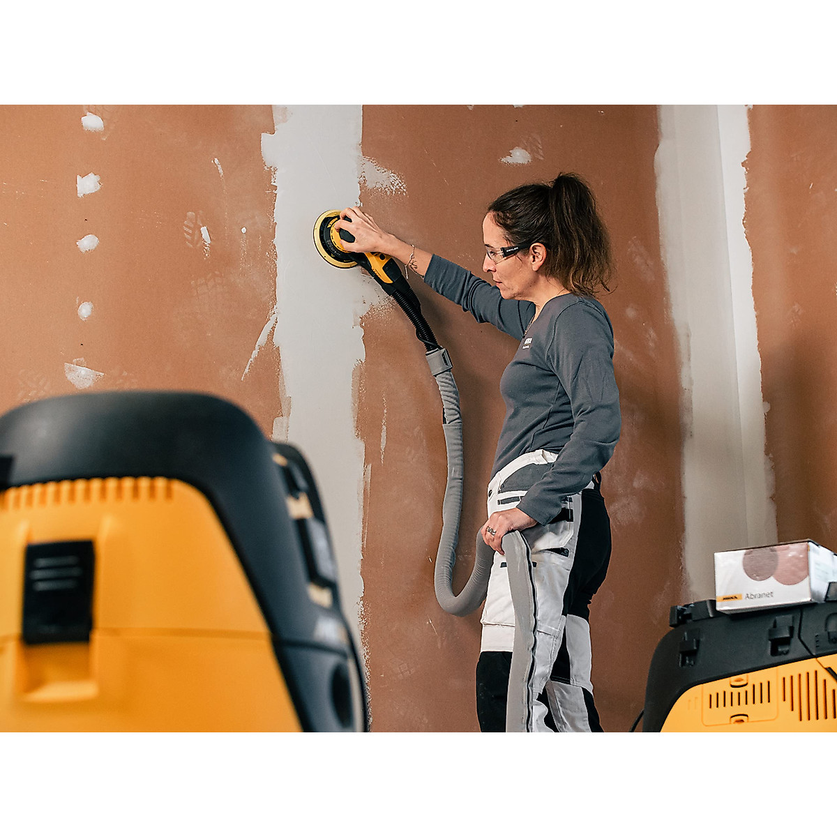 Mirka MID65020CAUS Direct Electric Random Orbital Sander, 6-Inch, Yellow, Black