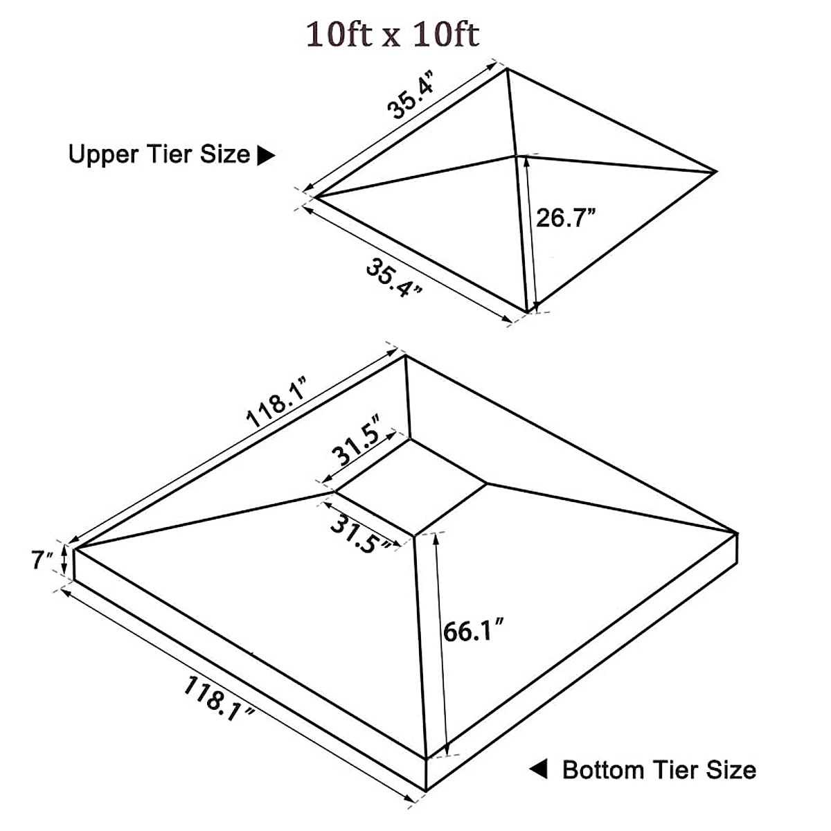 Durcover Gazebo Replacement Top 10x10 ft, Gazebo Canopy Replacement Cover for 2 Tier Outdoor Patio Garden Tent Frames, Waterproof UV-Resistant, Canopy Cover with Air Vent Only, Beige