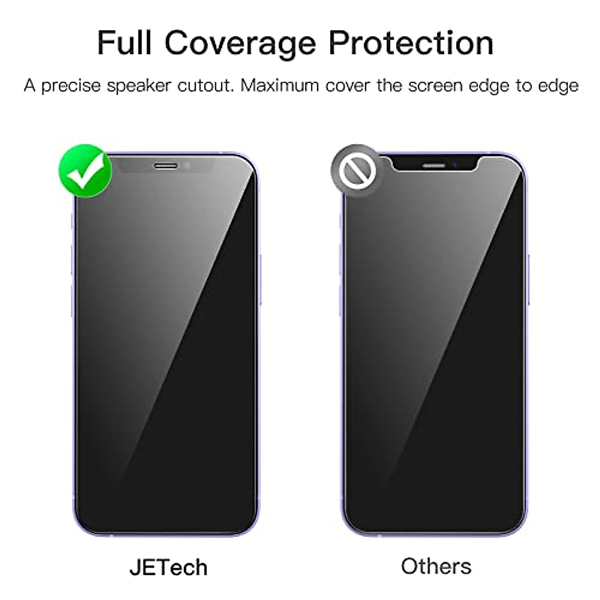 JETech Full Coverage Screen Protector for iPhone 12 mini 5.4-Inch, 9H Tempered Glass Film Case-Friendly, HD Clear, 3-Pack