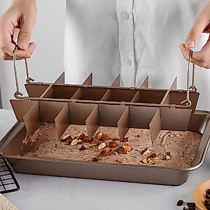 Kofebe Brownie Pan, Non-Stick Brownie Baking Pan with Dividers, Brownie Cutter,Brownie Tray,18 Pre-slice Brownie Baking Tray 12 X 8 X 2‘’