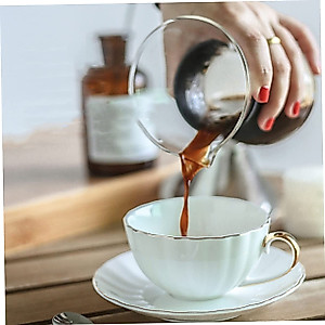 DOITOOL 1 Set Coffee Cup Set Tea Cup with Spoon and Saucer Coffee Cup with Dish Coffee Cups and Saucer Espresso Glasses Espresso Cups and Saucer British White Ceramics Lovers Drinking Cup