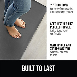 Gorilla Grip Set of 2 Anti Fatigue Cushioned Waterproof, Stain and Scratch Resistant Kitchen Floor Mats, Ergonomic Standing Office Desk Mat, Supportive Padded Memory Foam Rugs, 17x24 + 17x48 Charcoal