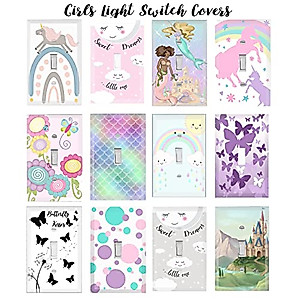 Girls Light Switch Cover Plate Kids Decorative Nursery Teen Toddler Room Decor Bedroom Bathroom Playroom (Pastel Unicorn)