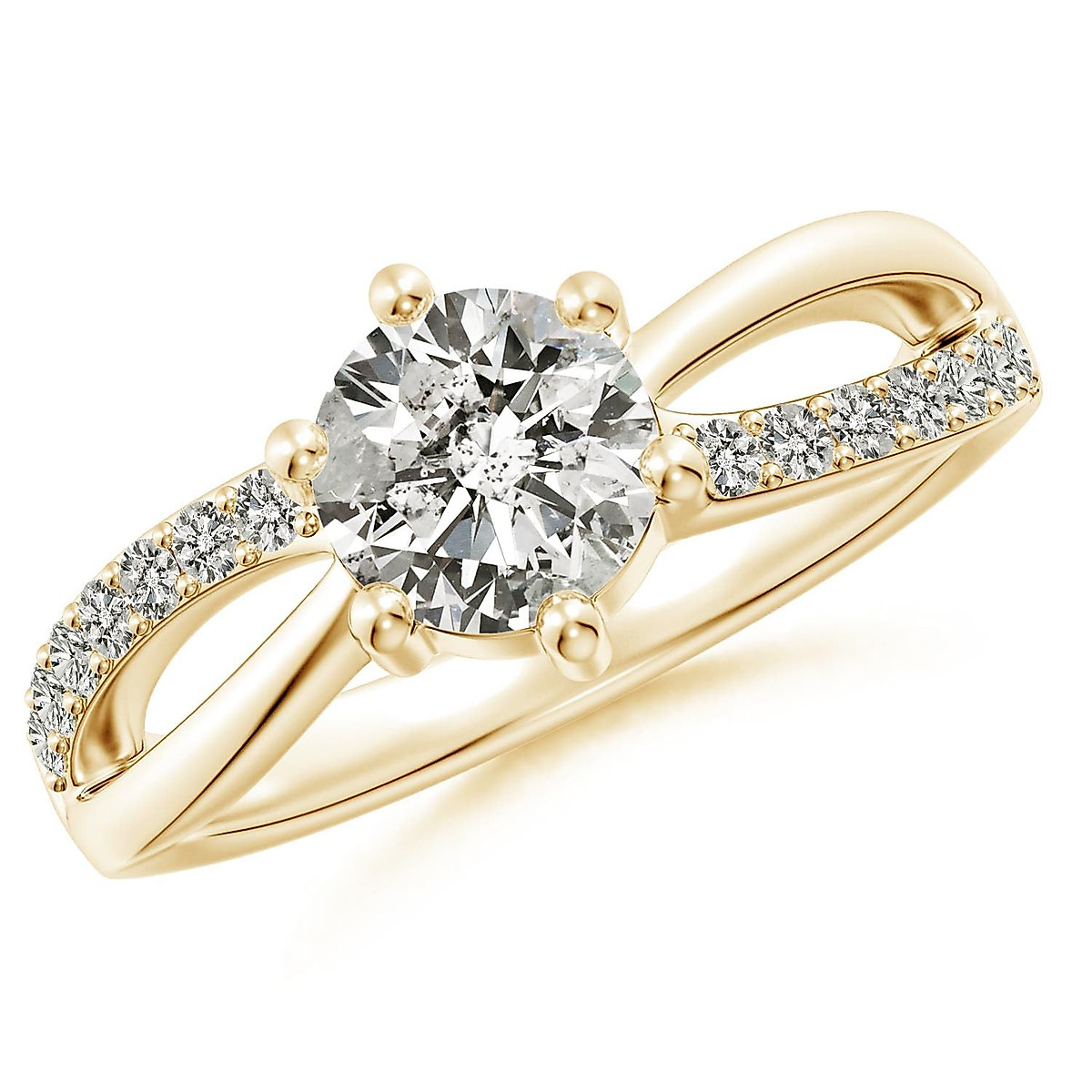 Angara Natural 0.14 Ct Diamond Infinity Ring for Women in 14K Yellow Gold (Color : K | Clarity : I3) | April Birthstone, Birthday, Engagement, Anniversary Jewelry Gift For Women