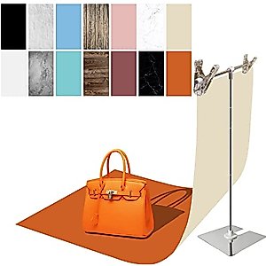 zyckTech 7Pcs 14Patterns Photography Background Paper with Stand, 34x23in Double-Sided Photo Tabletop Backdrops Props for Food Jewelry Cosmetics Makeup (Black White Blue) (PBP03247PCS)