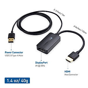Cable Matters HDMI to DisplayPort Adapter (HDMI to DP Adapter) with 4K Video Resolution Support