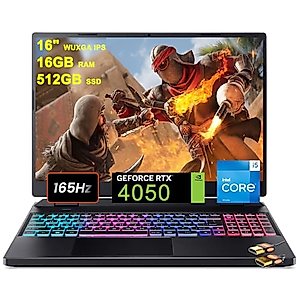 Acer Predator Helios Neo 16 Gaming Laptop 16/in WUXGA IPS 165Hz 13th Gen Intel 14-Core i5-13500HX (Beats i7-12700H) 16GB RAM 512GB SSD GeForce RTX 4050 6GB RGB Backlit USB-C Win11 Black + HDMI Cable