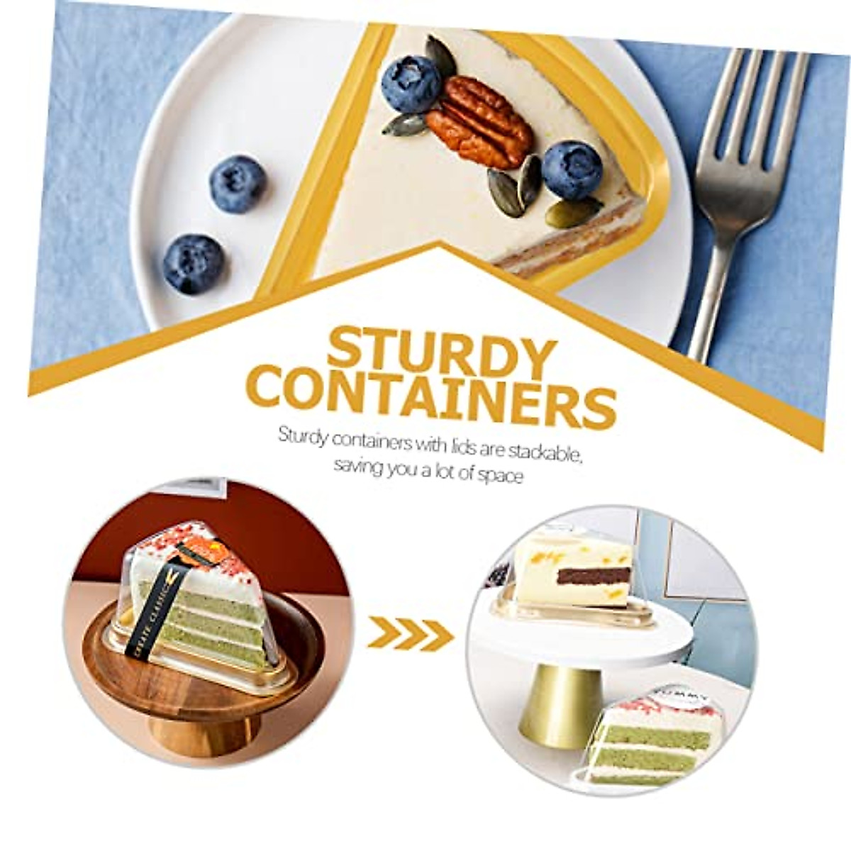 Abaodam 100 Sets Triangular Cake Box Triangle Containers with Lids Cake Tray Transparent Cake Holder Slice Cheesecake Containers Plastic Containers Sandwich Case Mini Pet Pastry Box