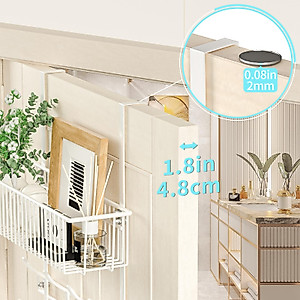 Over The Door Hooks Organizer,Door Hanger Door Storage with Basket,Over The Door Towel Rack Coat Hooks with 12 Hooks,for Bathroom,Bedroom,Kitchen,Office,Apartment(White)