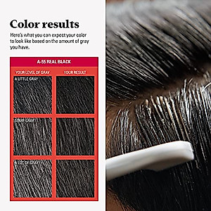 Just For Men Easy Comb-In Color Mens Hair Dye, Easy No Mix Application with Comb Applicator - Real Black, A-55, Pack of 1