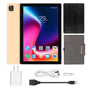 Tablet with Keyboard for Android 12, 10.1 Inch 2 in 1 Tablet, 8GB RAM 256GB ROM, Octa Core Processor, 5G WiFi, 4G Calling, for Students, Seniors (US Plug)