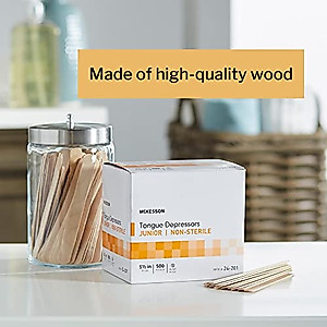 McKesson Tongue Depressor, Non-Sterile, Wooden, Junior, 5 1/2 in, 5000 Count