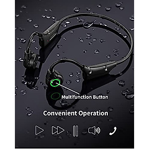 Spodus Bone Conduction Headphones, Bluetooth 5.0 Open-Ear Sport Headphones, Waterproof Wireless Earphones for Running Cycling Yoga Hiking Swiming, Built-in Mic, with 32G Memory