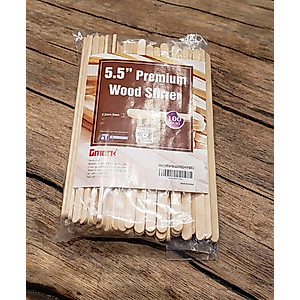 Gmark 5.5" Premium Wood Stirrer 2.3mm thick 100 pc - Wood Coffee Stir Sticks for Tea Beverage, Corn Dog Stick Craft Stick 100/Bag GM1115A