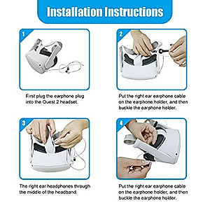 AMVR Noise Isolating Earbuds Earphones Custom Made for Meta Quest 2 VR Headset, with 3D 360 Degree Sound in-Ear Headphones and Earphone Silicone Holders (White)