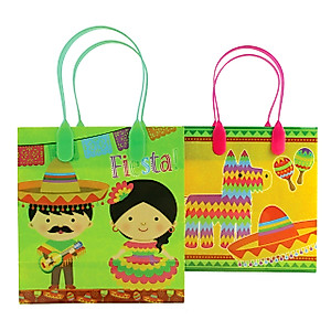 TINYMILLS Fiesta Themed Party Favor Bags Treat Bags, 12 Pack