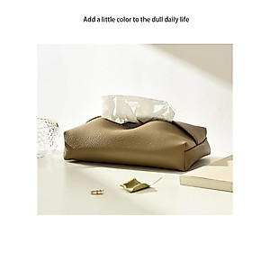 Stylish Tissue Box Pu Tissue Organizer Rectangle Napkin Dispenser and Stylish Home Napkin Holder for Vanity Bedroom Dressers Tables Gifts Modern Tissue Box (Color : Brown)