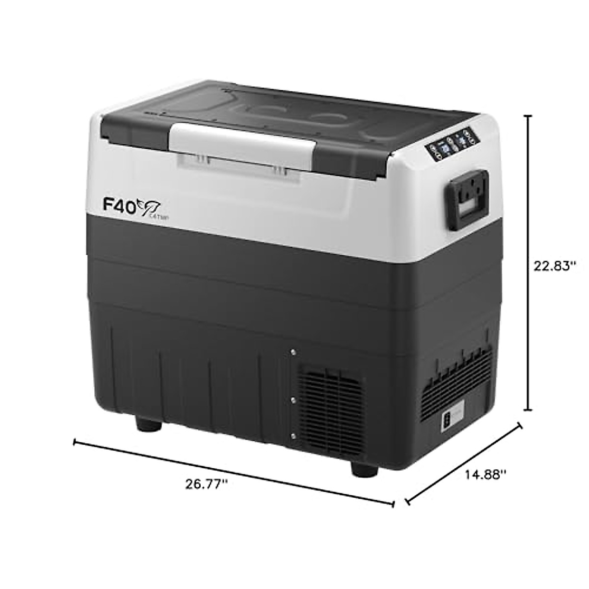 F40C4TMP 12 Volt Portable Refrigerator, 58 Quart Dual Zone Car Freezer, Independent Temperature Control -4℉ to 50℉, 55L Compressor Fridge, Camping, Travel, Trip, Vehicle, Home, 12V/24V DC & 110V AC