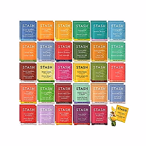 BLUE RIBBON Stash Tea Bags Sampler Assorted Tea Bags in Bamboo Gift Box (80 Count) 30 Flavors Gifts For Women Men Family Friends Coworkers