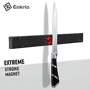 Magnetic Knife Holder for Wall, Enkrio 16 Inch Black Stainless Steel Knife Magnetic Strip No Drilling, Kitchen Magnet Knife Holder Strip Knife Rack Knife Bar