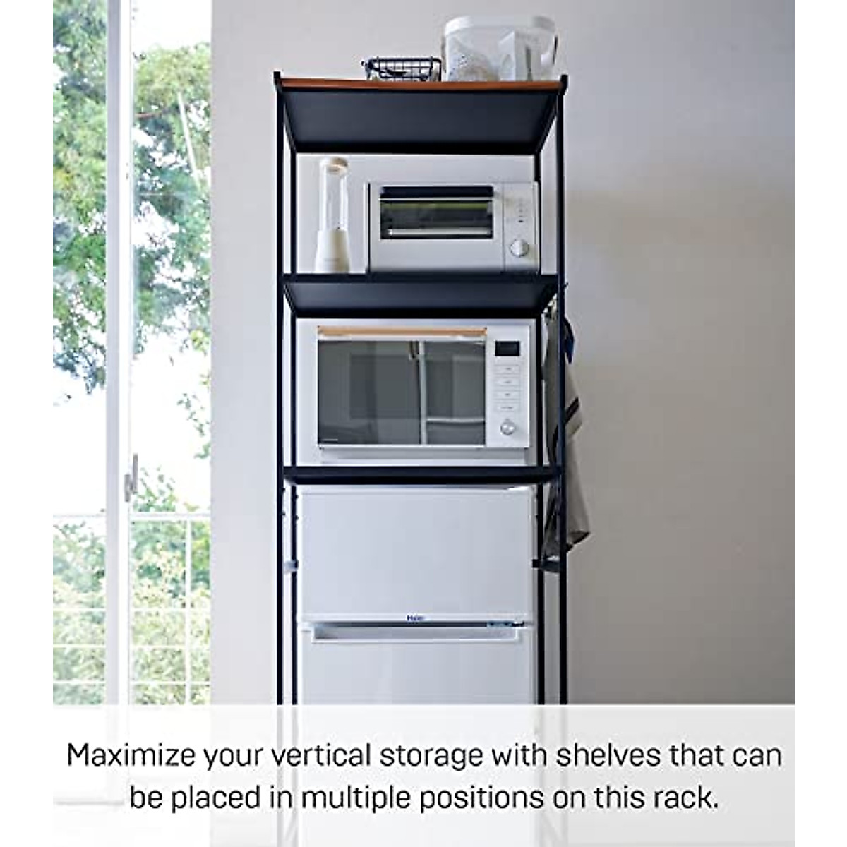 Yamazaki Home Kitchen Appliance 3 tier Storage Rack-Standing Organizer Shelves, One Size, Black