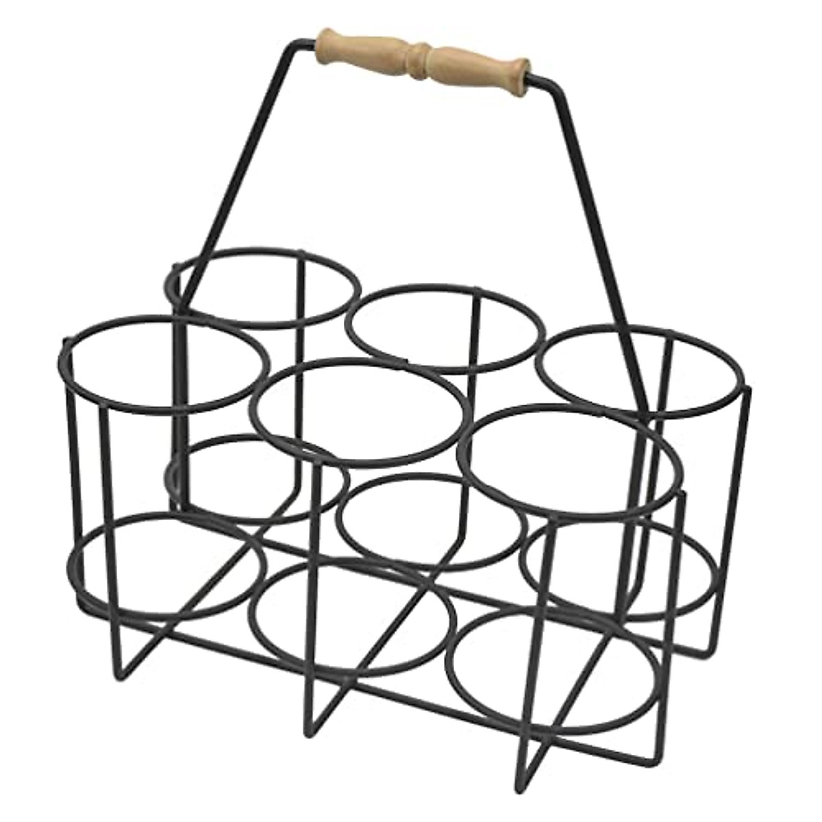 GANAZONO Tabletop Wine Rack 6 Wine Bottle Holder with Handle Bottle Storage Rack Stands Metal Wine Organizer Bar Cart Accessories for Beverage Wine Beer Black