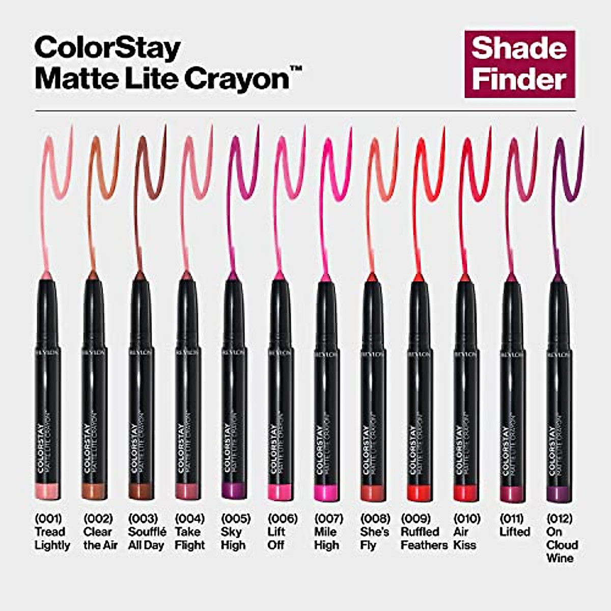 REVLON ColorStay Matte Lite Crayon Lipstick with Built-in Sharpener, Smudge-proof, Water-Resistant Non-Drying Lipcolor, 001 Tread Lightly, 0.049 oz