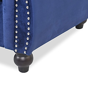 Page Tufted Chesterfield Velvet 3 Seater Sofa, Midnight Blue and Dark Brown